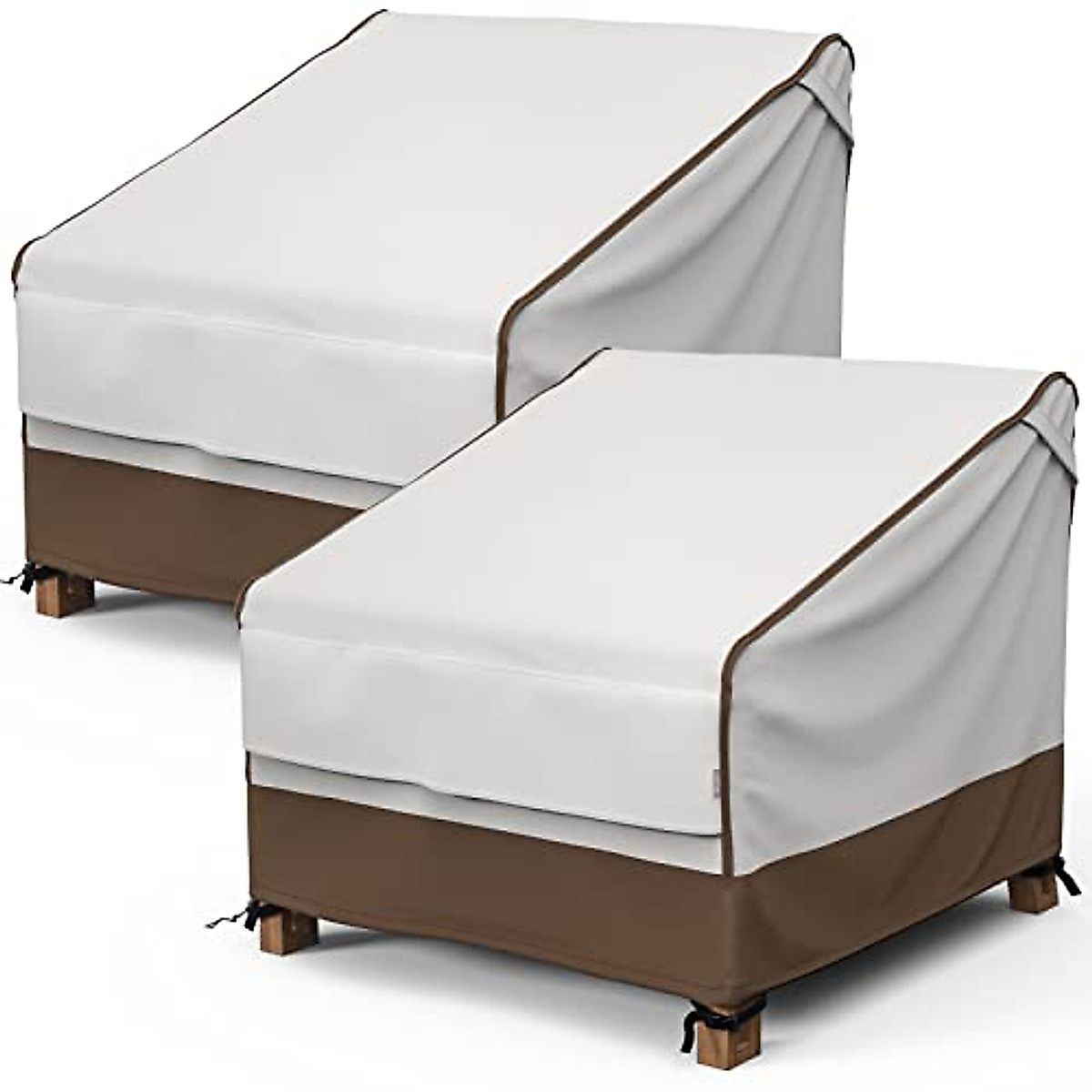 MR.COVER Outdoor Chair Covers Waterproof, 38-Inch Patio Furniture Covers for Lounge Deep Seat, Large Air Vents, UV-Resistant & Heavy Duty Material, Brown & Beige