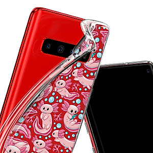 TPU Phone Case Compatible with Samsung A72 A71 5G A70 A51 A50 A32 A21 A11 A12 A13 A14 A01 Ocean Axolotl Cute Soft Salamander Lightweight Lizard Clear Flexible Pink Silicone Sea Shockproof Cover