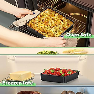 TeamFar Non-Stick Square Cake Pan, 9 Inch Square Baking Roasting Pan for Oven, with Stainless Steel Core for Cooking Cake Brownie Lasagna, Non-Toxic & Heavy-Duty, Release & Clean Easily