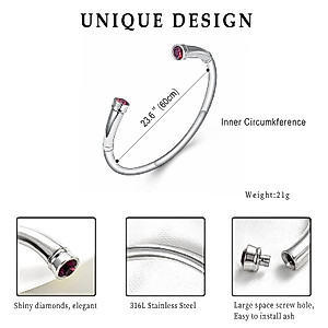 Cremation Urn Bracelet for Women Shiny Birthstone in December Pretty Urn Keepsake Memorial Ash Holder Bracelet (60CM)