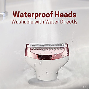 Vacto Electric Razor for Women, 4-in-1 Women’s Body Hair Removal, Pubic Shaver Bikini Trimmer for Eyebrow Face Body Underarm, Portable Ladies Shaver, Women’s Trimmer USB Rechargeable IPX7 Waterproof