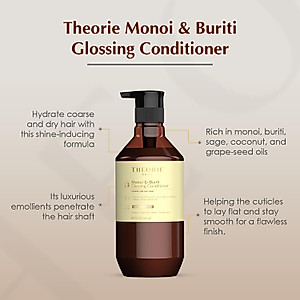 Theorie Monoi and Buriti Glossing Conditioner - Hydrate & Shine - Suited for Coarse and Dry Hair - Protects Color & Keratin Treated Hair, Pump Bottle 800mL