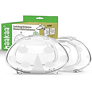 haakaa Manual Breast Pump Breastfeeding Pump 4oz/100ml+Lid Food Grade Silicone Bundle with Ladybug Silicone Milk Collector 2pk