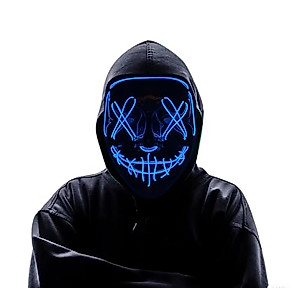 Party dress Bar Dress Street Dance Mask Play Mask Halloween Mask Glow Mask Ghost Fire Mask LED Mask (blue)...