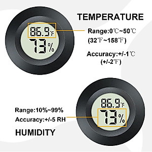 JEDEW 2-Pack Mini Hygrometer Thermometer Digital LCD Monitor Indoor/Outdoor Humidity Meter Gauge Temperature for Humidifiers Dehumidifiers Greenhouse Reptile Humidor Fahrenheit(℉)/ Celsius(℃)