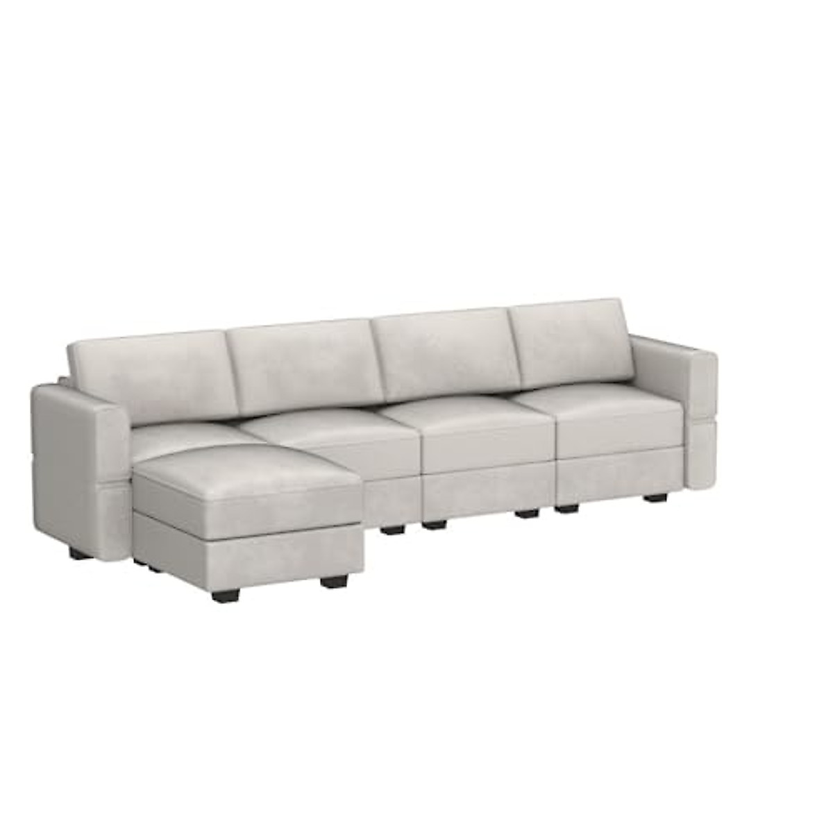 Belffin Modular Sectional Sofa Couch with Reversible Chaise Velvet L Shaped Couch with Storage 4-seat Convertible Sofa Grey…