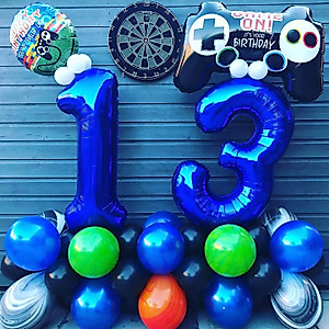40 Inch Navy Blue 13 Number Balloons Giant Jumbo Huge 13 or 31 Foil Mylar Helium Number Digital Balloons Dark Blue Birthday Mylar Digital Balloons 13th 31st Birthday Party Decorations Supplies