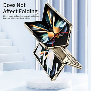 EAXER for Samsung Galaxy Z Fold 3 360° Case, Hinge Protection Shockproof Hinge Built in Tempered Glass Phone Case Cover (Silver)