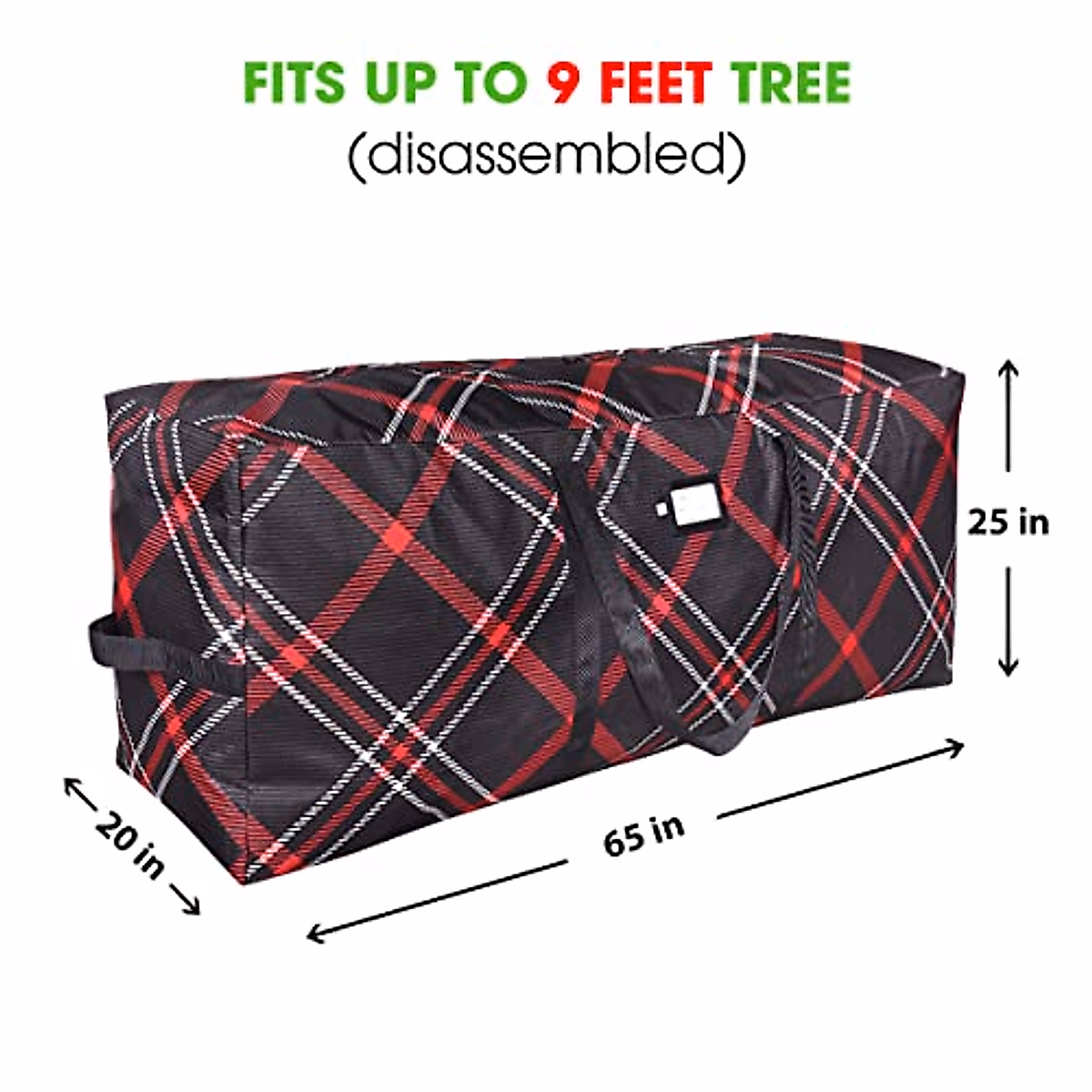 ProPik Christmas Tree Storage Bag, Fits Up to 9 Ft. Tall Disassembled Tree, 25" Height X 20" Wide X 65" Long, Heavy Duty Plaid Storage Container, Constructed of Durable 600D Oxford Material(Tree storage bag)