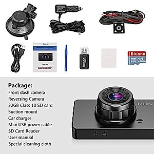 Dash Camera for Cars, Super Night Vision Dash Cam Front and Rear with 32G SD Card, 1080P FHD DVR Car Dashboard Camera with G-Sensor, WDR, Parking Monitor, Loop Recording, Motion Detection 【2023】