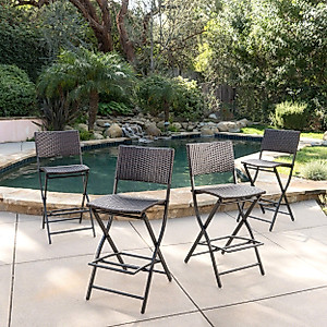 Christopher Knight Home Margarita Outdoor Wicker Barstools, 4-Pcs Set, Multibrown