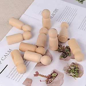 Gadpiparty Unfinished Natural Wooden Peg Dolls Peg People, Doll Bodies, Wooden Figures, Decorative Peg Doll People for DIY Graffiti Painting Handicrafts Wooden Peg Games