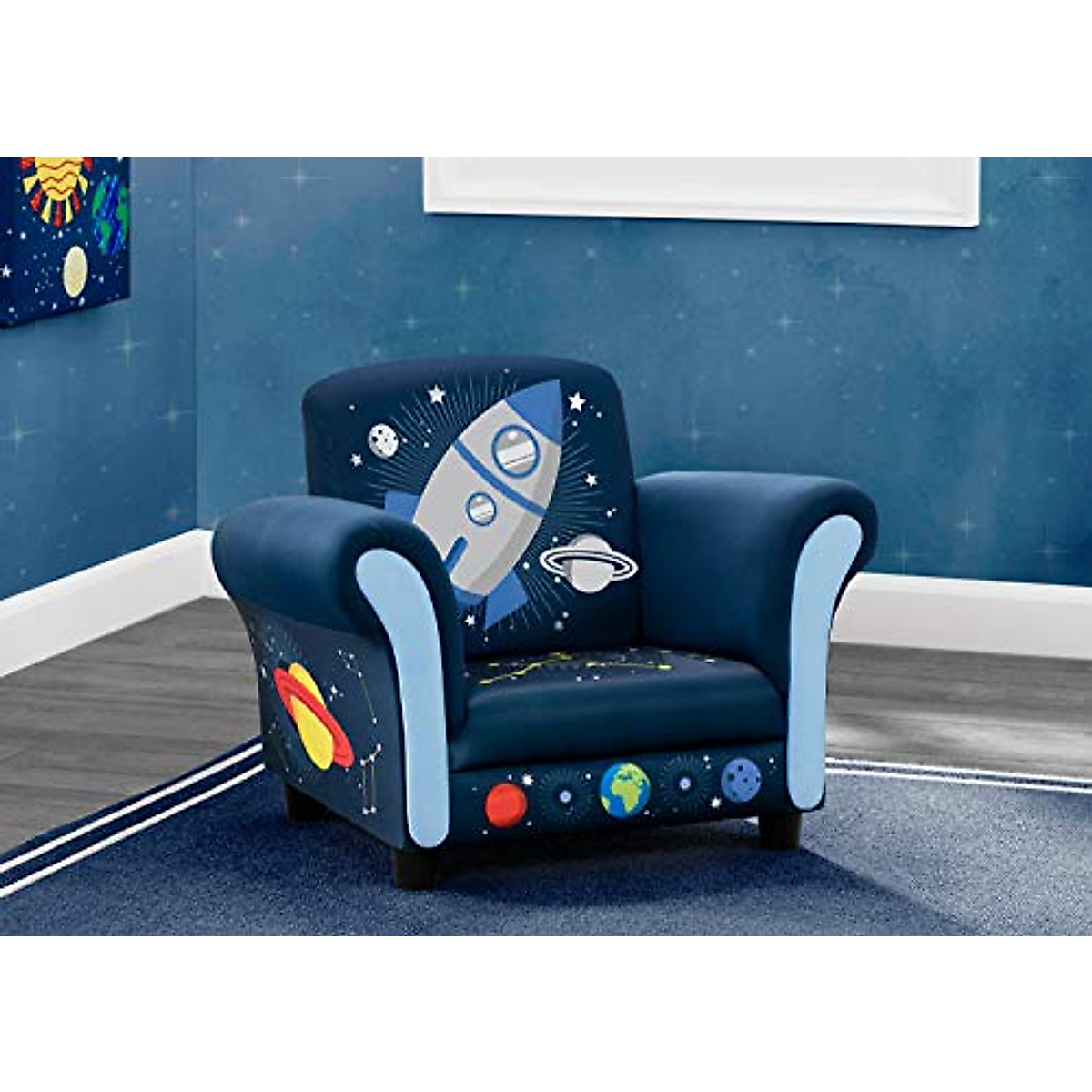 Delta Children Space Adventures Kids Upholstered Chair, Blue