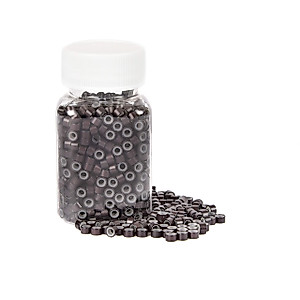1000Pcs Premium Silicone Micro Link Rings 5mm Lined Beads for I Tip Hair Extensions (1000Pcs, Dark Brown)