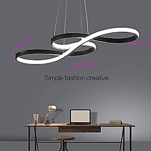 Modern LED Acrylic Chandelier Dining Room Dimmable 3000K~6500K Remote Control Pendant Lights Color/Brightness Adjustable Half Flush Mount Ceiling Hanging Lamp Fixture for Bedroom Livingroom Lighting