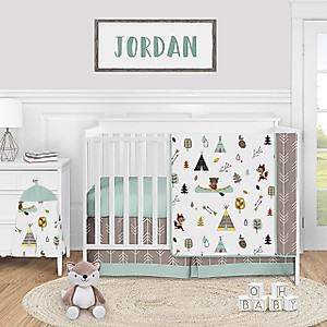 Sweet Jojo Designs Aqua and Yellow Woodland Playmat Tummy Time Baby and Infant Play Mat for Outdoor Adventure Collection