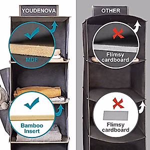 YOUDENOVA Hanging Closet Organizers and Storage, 6-Shelf Closet Hanging Storage Shelves
