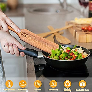 Spurtles Kitchen Tools As Seen On TV, 7Pcs Wooden Spurtle Set Spatula Set, Natural Premium Acacia Wooden Spoons for Cooking Heat Resistant Cooking Utensil for Nonstick Cookware, Salad, Mixing, Serving