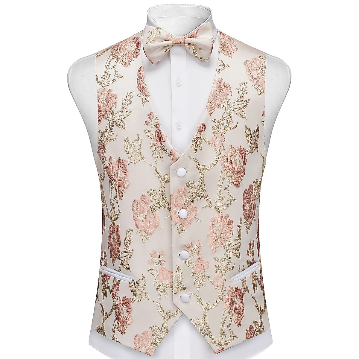 Gwenhwyfar Pink Suit for Men, Prom Suits for Men Slim Fit, Jacket Vest Pants for Wedding Dressy 3 Pieces