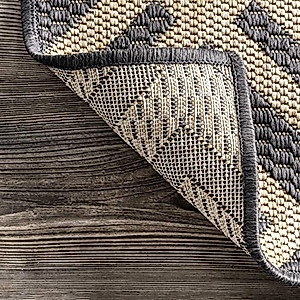 nuLOOM Jayne Geometric Diamond Indoor/Outdoor Area Rug, 5' x 8', Dark Grey