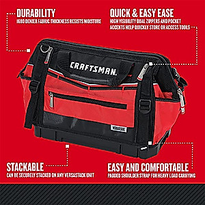 CRAFTSMAN VERSASTACK Zippered Tool Bag, 31 Pocket Organizer, Heavy Duty Tool Tote (CMST17622)
