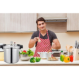 GHKWXUE 25 Quart Pressure Canner Cooker & Induction Compatible Built-in luxury digital pressure gauge With 1 steaming tray & Pressure release 13 PSI (+/- 5 Percent) Delivery from US