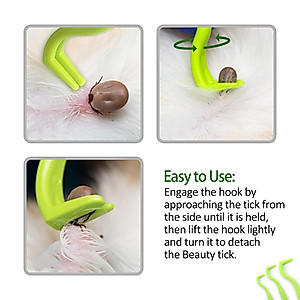 Quacc 3 PCS Tick Remover Tool, Plastic Painlessly Tick Remover Portable for Dogs Cats Humans (Green)
