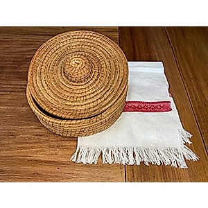 JOSE ARTESANO Pine Needle Tortilla Warmer (Ocoxal), 9.8 IN x 9.8 IN, Rustic Tortillero, Natural Brown, Handcrafted In Mexico, 100% Sustainable, Organic And Vegan, (Natural w cloth)