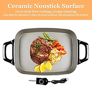 16" Grey Ceramic Electric Skillet - Roast fry grill stew bake make casseroles and more