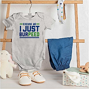 Brisco Brands Excuse Me I Just Burpeed Workout Baby Romper Boys or Girls Heather 6 Months