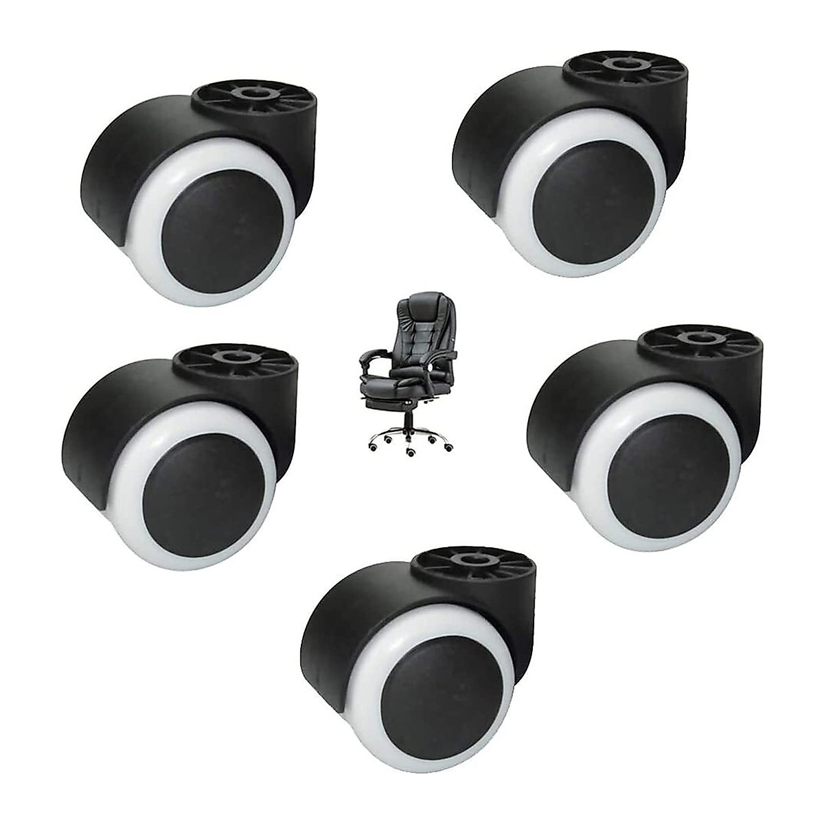 Office Chair Caster Wheels Set of 5 Office Chair Revolving Chair Casters Replacement Nylon Furniture Wheels Premium Computer Desk Castor Bearing Capacity 125KG / 276lbs (5) Colour Name:Plunger Stem He