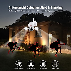 Anssipo 5G 2.4GHz WiFi Security Camera Outdoor Wireless, 3MP Floodlight Video Surveillance, Pan Tilt 360° View, Motion Detection, Auto Tracking Smart Alerts, Two Way Audio