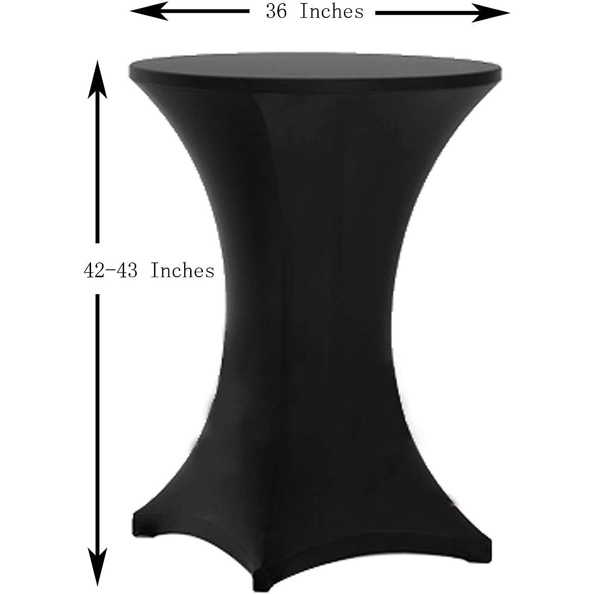 Tina's 4 Pack 36x43 Inch Highboy Spandex Cocktail Table Covers Black, Cocktail Table Spandex Covers, Fitted Stretch Cocktail Table Tablecloth for Round Tables (4PC 36X43 Black)