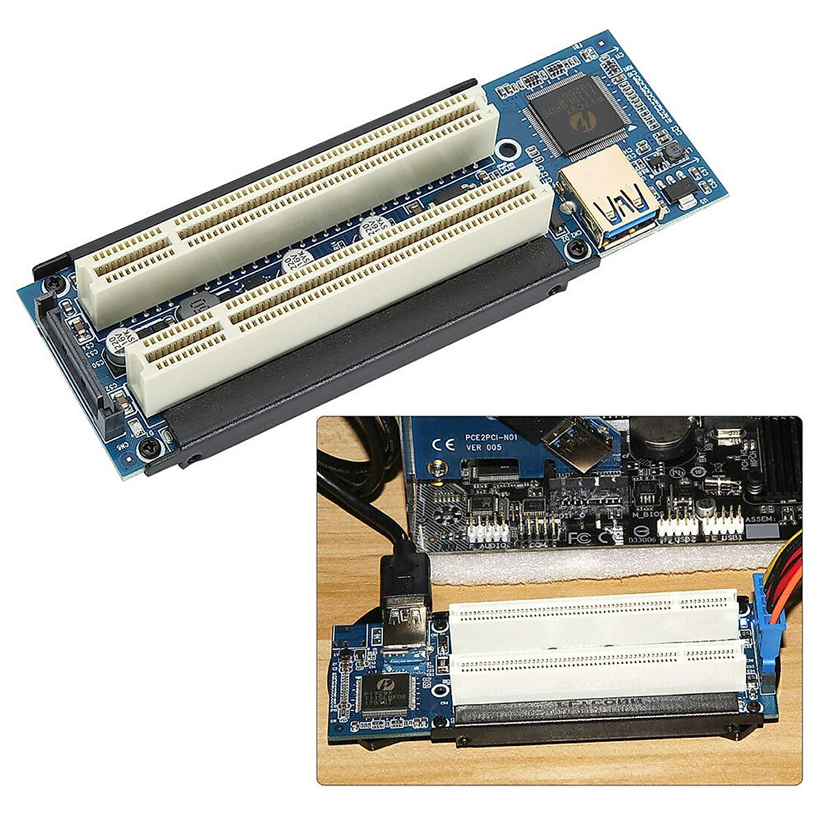 Eboxer PCI Express Network Card PCI E PCI X2 Adapter Card Set Parallel Port Network Card with USB3.0 Data Cable, PCI E × 1 × 4 × 8 × 16 Adapter Converter for Desktop PC