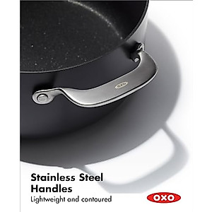 OXO Professional 5QT Stock Pot with Lid, Hard Anodized Ceramic Nonstick Cookware PFAS-Free, Stainless Steel Handles, Induction Suitable, Diamond Reinforced Coating, Dishwasher and Oven Safe, Black