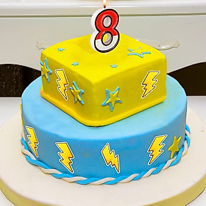 Conelist Cartoon Red and White Birthday Cake Candle Anime Cartoon Birthday Candles Numeral Birthday Cake Topper for Cartoon Animated Birthday Decoration Cartoon Party Supplies(Number 8)