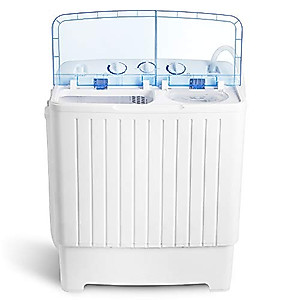 SUPER DEAL Portable Washer Mini Twin Tub Washing Machine 17.6 lbs w/78.8'' Inlet Hose, Gravity Drain Pump, For Camping, Apartments, Dorms, College Rooms, RV's, Delicates and more