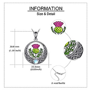DAYLINLOVE Scottish Thistle Necklace Sterling Silver Scottish Celtic Knot Pendant Scottish Thistle Pendant Jewelry for Women