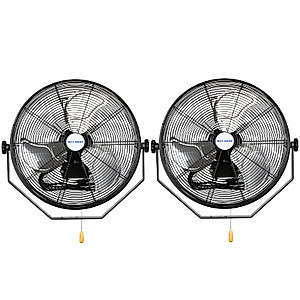 BILT HARD 18 inch Industrial Wall Fan, 4300 CFM, 3-Speeds High Velocity Wall Mount Fan with Sealed Motor, Heavy Duty Metal Barn Fans, 2 Pack
