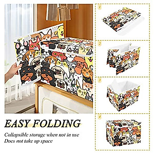 Kigai Storage Basket Cute Dog Storage Boxes with Lids and Handle, Large Storage Cube Bin Collapsible for Shelves Closet Bedroom Living Room, 16.5x12.6x11.8 In