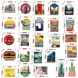 Travel Stickers - 50 Pack Around The World Stickers Map Decals Famous Tourism Country Waterproof Tourist Wonders Sticker Outdoor Decorations for Water Botter Laptop Gift to Kids Teens (Travel)