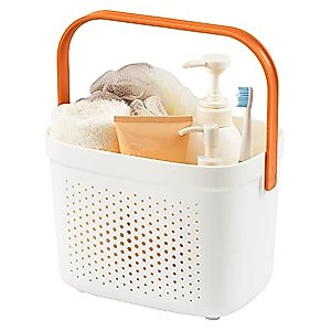 TAILI Portable Shower Caddy Basket Tote, Plastic Shower Basket with Handle, Dorm Room Essentials Toiletry Caddy for Dorm College Bathroom Cleaning Camping, Orange