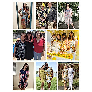 DouBCQ Women's Casual Short Sleeve Flowy Pleated Loose Dresses with Pockets (0-Purple, L)