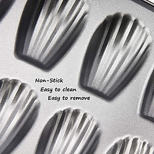 TAOUNOA Madeleine Pans, 12-Well Nonstick Baking Pans Set of 2, Heavy Duty Shell Shaped Mini Cookies Cake Mold Pan