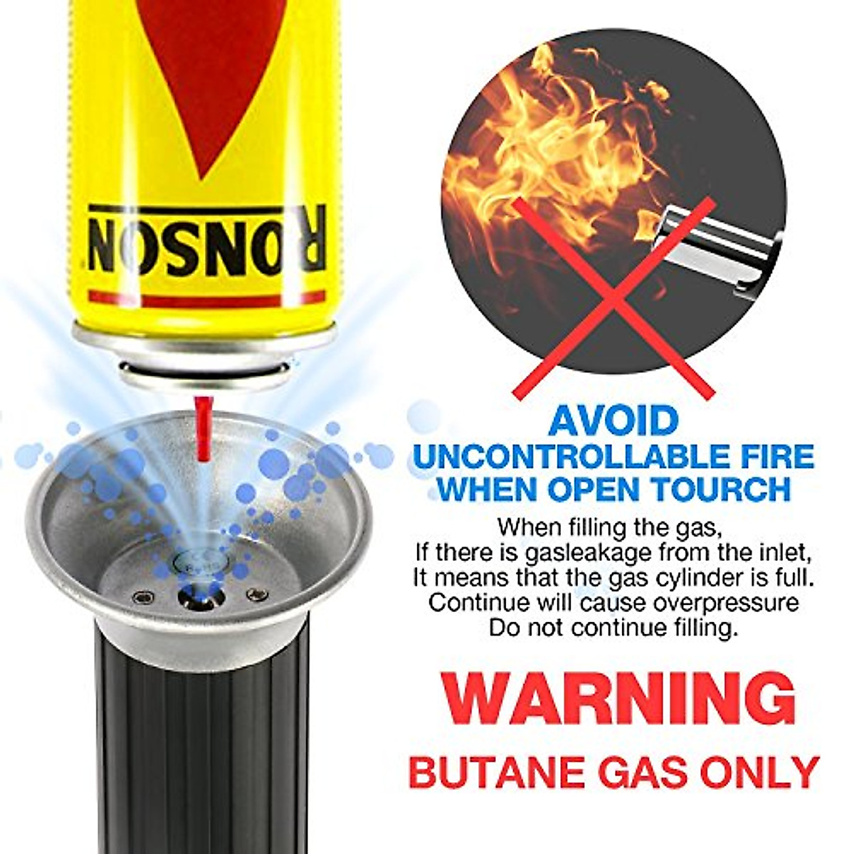 Gibot Butane Torch,Kitchen Torch Cooking Torch Creme Brulee Torch, Refillable Adjustable Flame Lighter with Safety Lock for DIY, Creme, Brulee, BBQ and Baking(Butane Gas Not Included)…