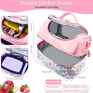 RHCPFOVR Kids Lunch Bag - Double - Decker Cooler Insulated Lunch Box for Boys Girls,Washable Lunch Bag with Strap and Reusable Toddler Lunchbox for School and Daycare