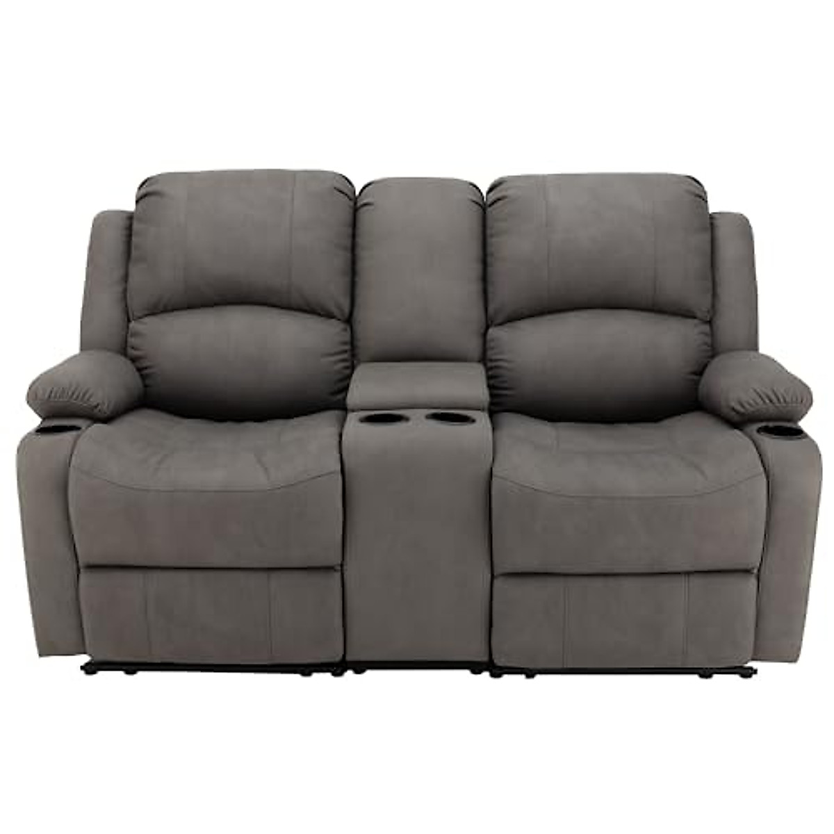 Camper Comfort 67" Wall Hugger Reclining | RV Theater Seats | Double Recliner RV Sofa & Console | RV Couch | RV Theater Seating | RV Furniture (Manual, Slate)