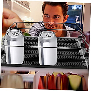 ULTECHNOVO Soda can Organizer Soda can Organizer Drink Refrigerator Storage Mini Refrigerator 3pcs Drink Pusher Ball Black Abs Slide Rail Mini Water Bottle Pusher Glide