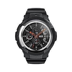 VeveXiao Rugged Case Band for Samsung Galaxy Watch 4 Classic 46mm Band with Bumper Accessories, Galaxy Watch 4 Classic 42mm Replacement Strap for Men Women, Galaxy Watch 4 Classic 46mm, black