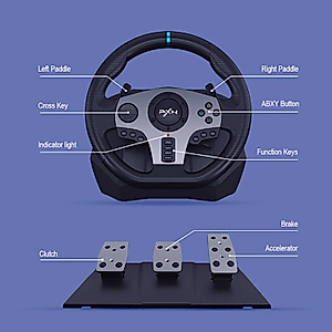 PXN V9 Gaming Steering Wheel With Pedals and Shifter 270/900° Dual-Motor Feedback Driving gaming Racing Wheel for PC,PS4,PS3,Xbox One, Xbox Series X/S,N-Switch